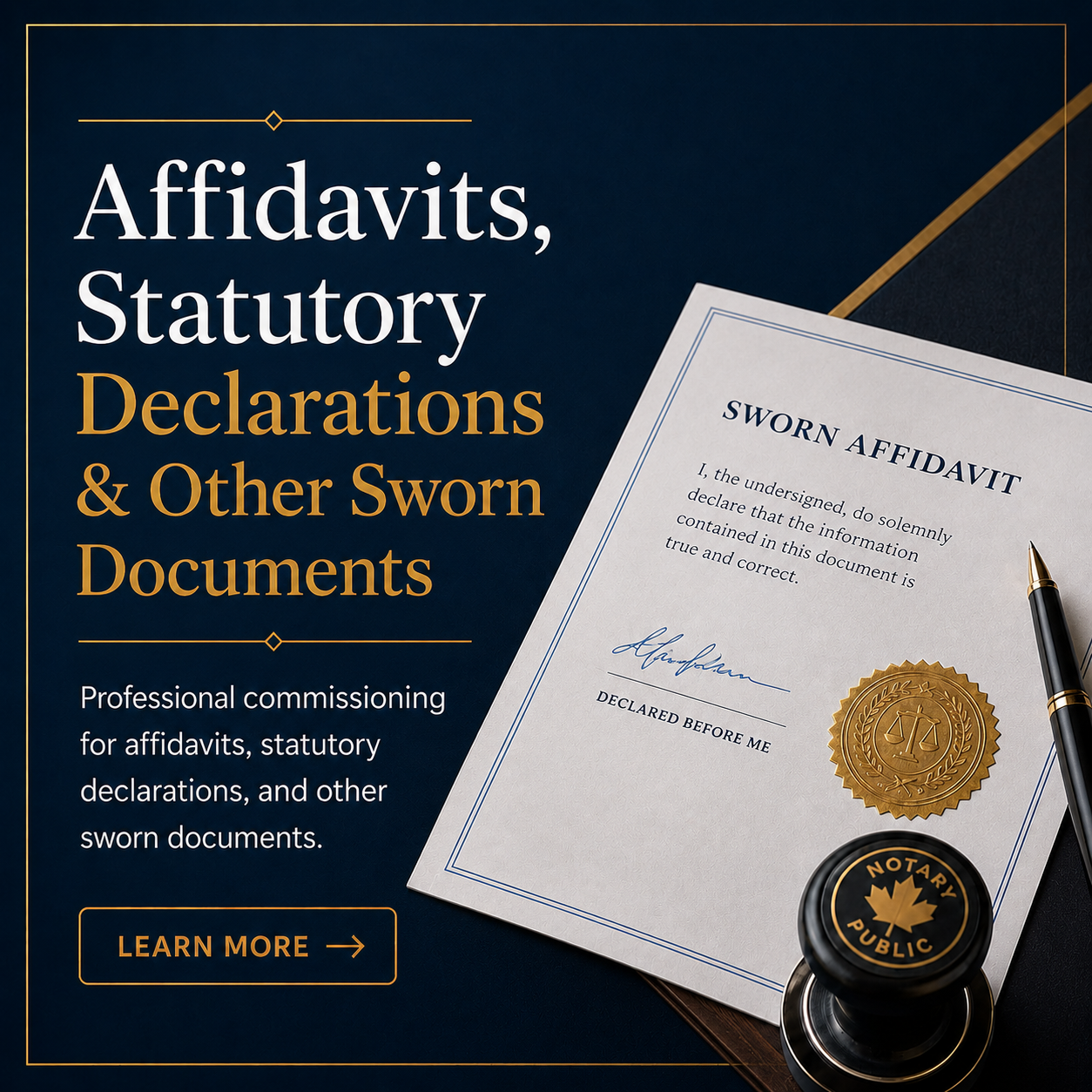 Affidavits, Statutory Declarations & Oaths in London, Ontario